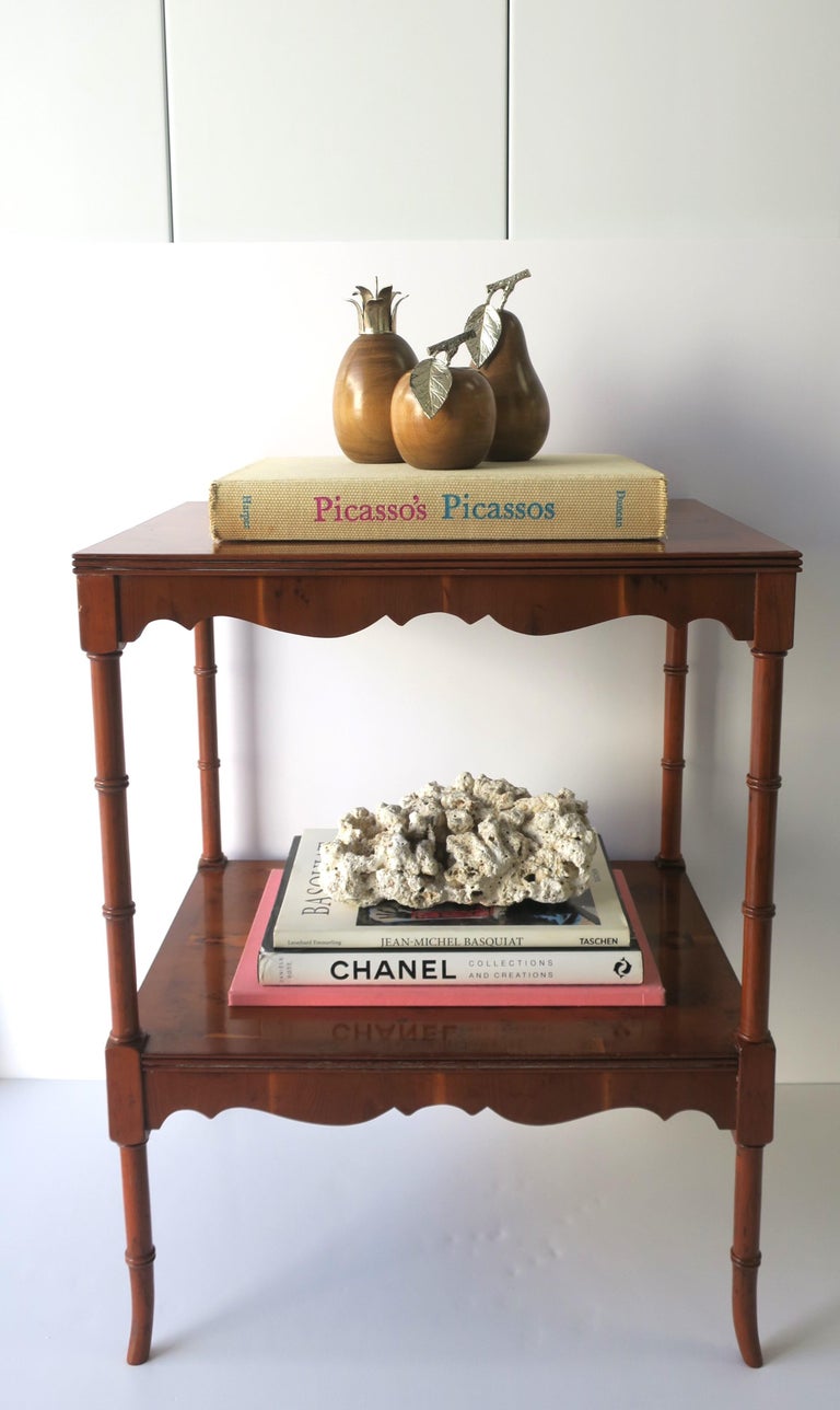 English Wood End Table with Shelf and Scallop-Esque Design For Sale at ...