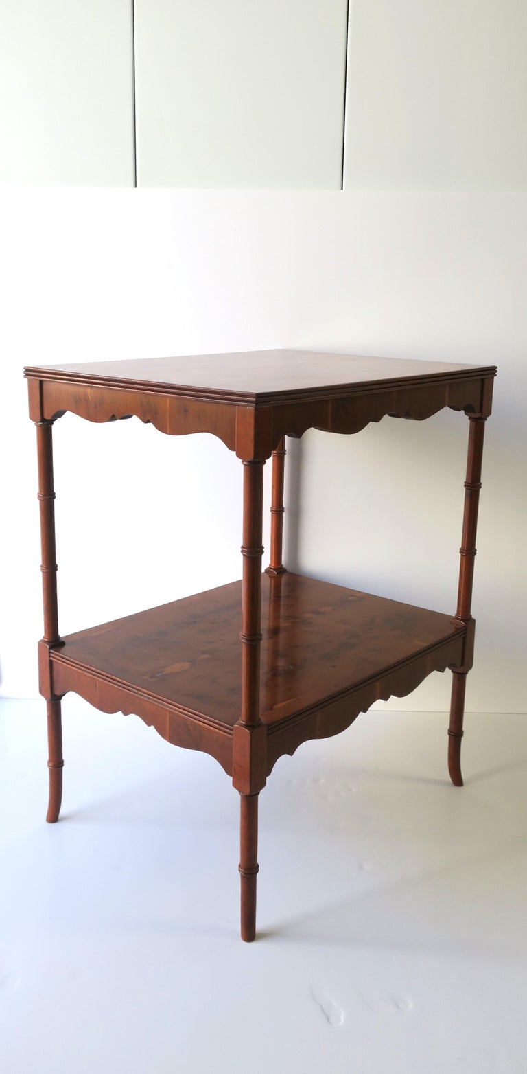 English Wood End Table with Shelf and Scallop-Esque Design For Sale at ...