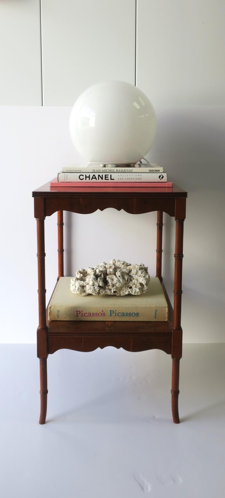 English Wood End Table with Shelf and Scallop-Esque Design For Sale at ...