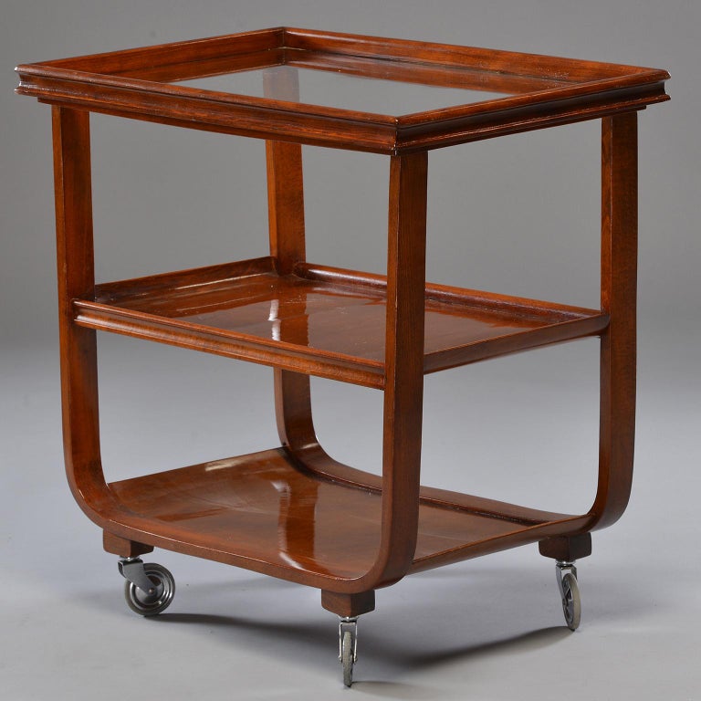 English Wooden Bar or Tea Trolley with Removable Tray at 1stDibs