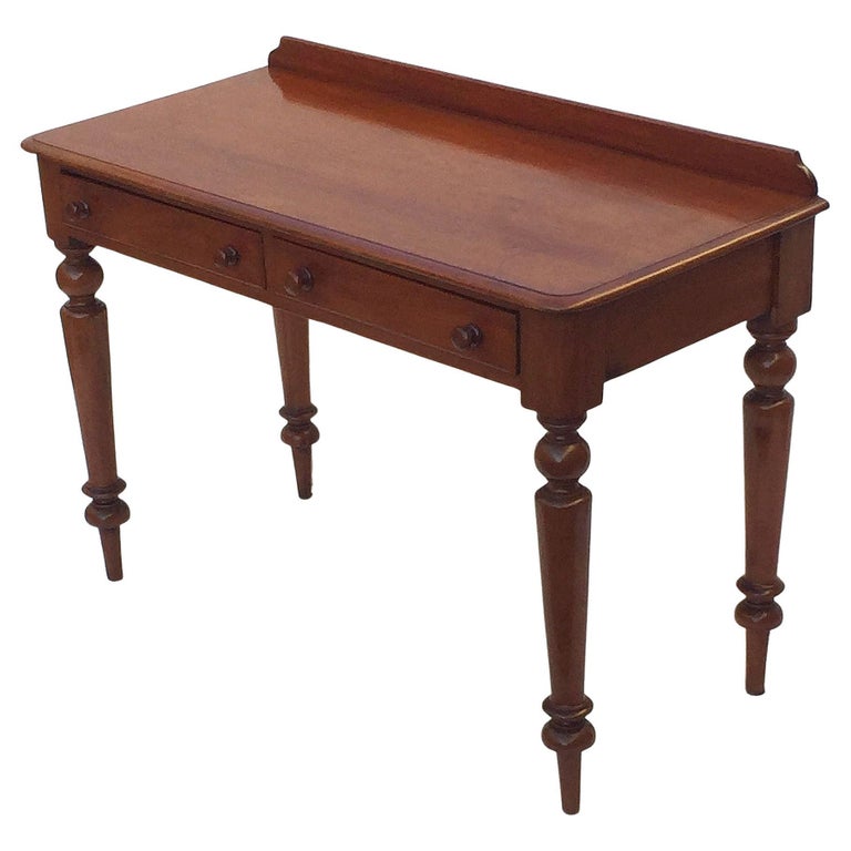 English Writing Table or Desk of Mahogany with Two Drawers on Turned ...