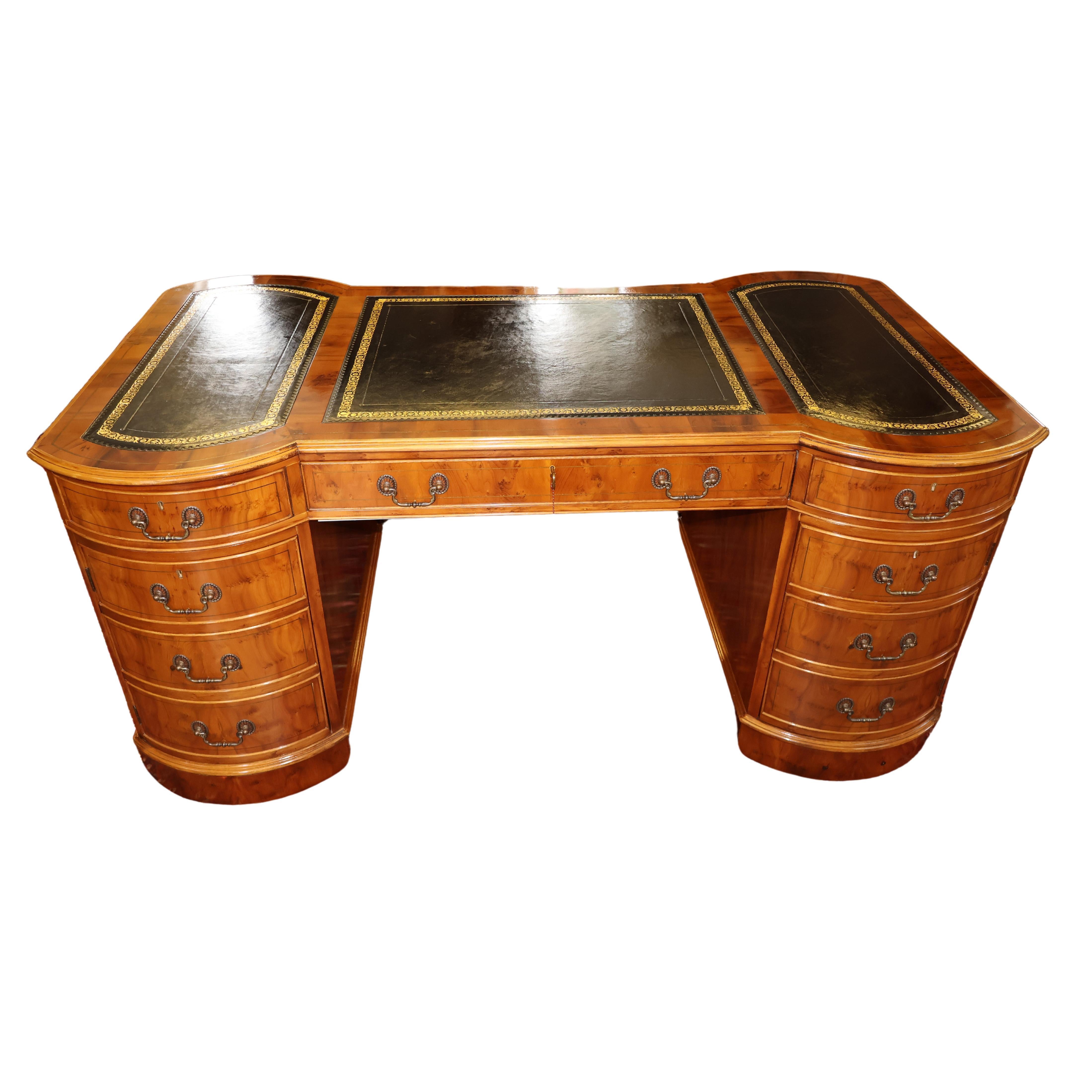 Antique English Georgian Style Leather Top Partners Desk For Sale at ...
