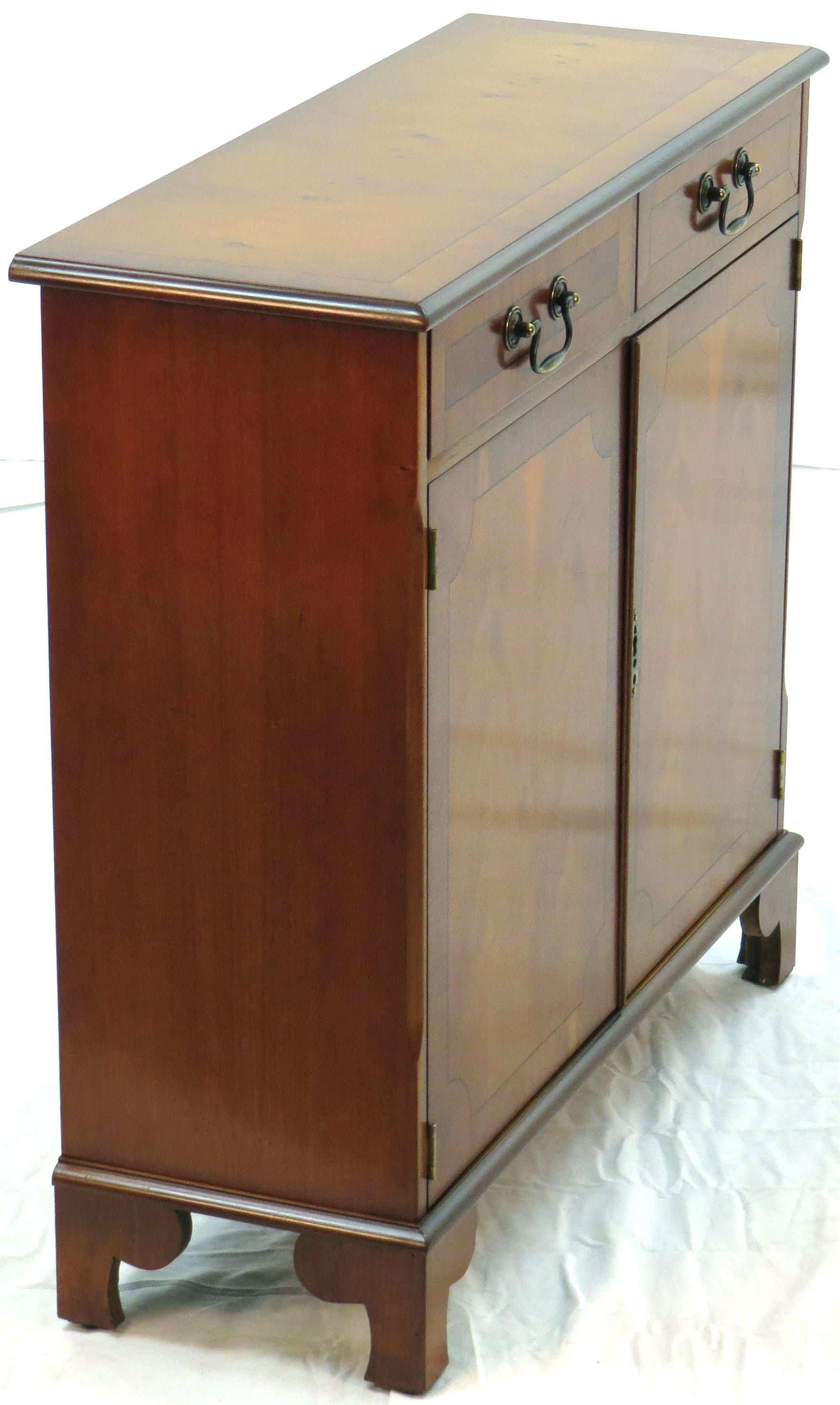 English Yew Wood Small Narrow Side Cabinet For Sale at 1stDibs