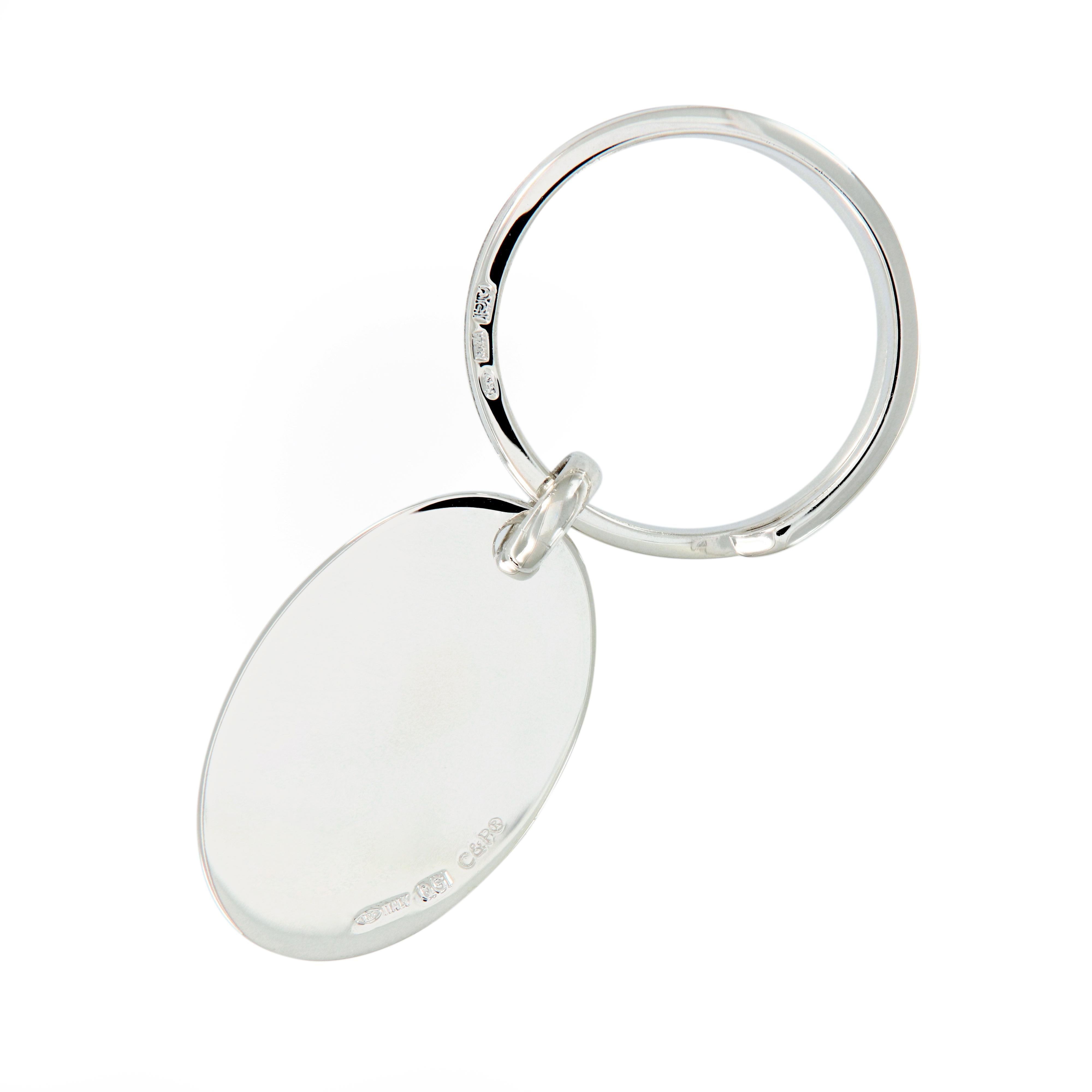 Engravable Sterling Silver Oval Charm Keychain at 1stDibs | engravable ...