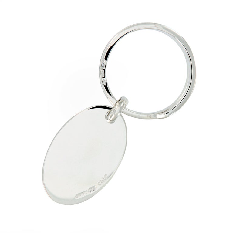 Engravable Sterling Silver Oval Charm Keychain at 1stDibs
