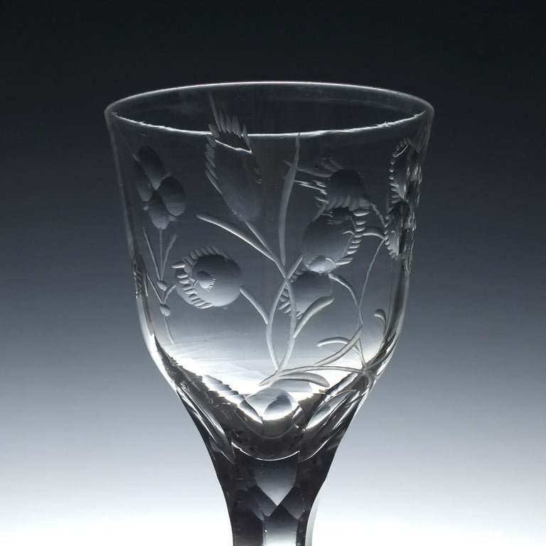 Engraved 18th Century Jacobite Sympathy Facet Cut Glass Goblet, circa ...