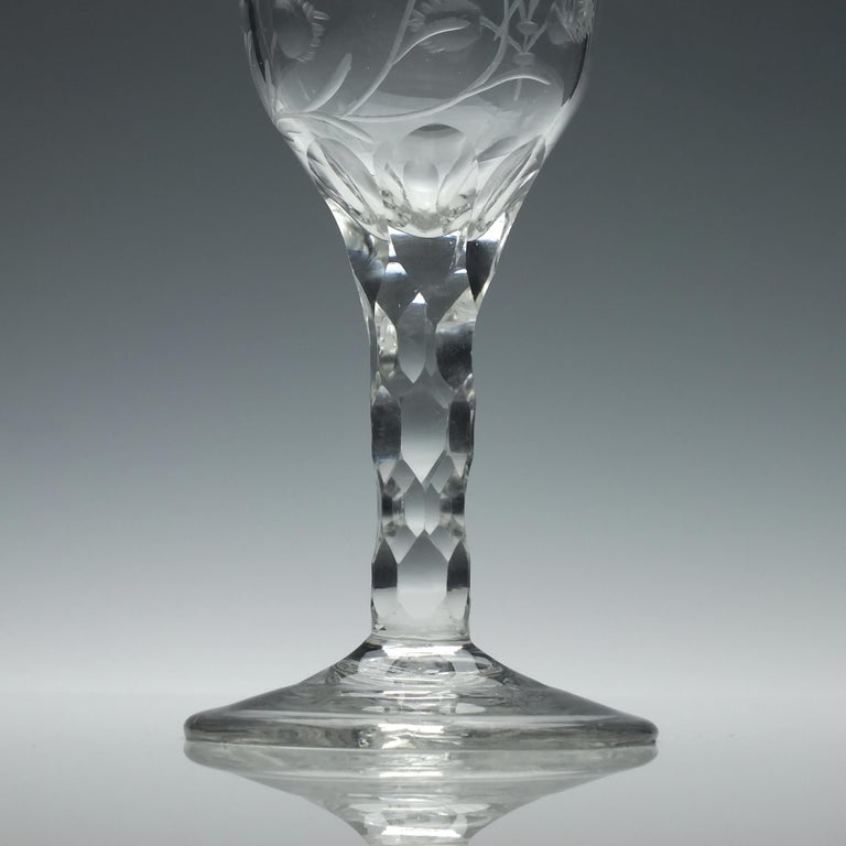 Engraved 18th Century Jacobite Sympathy Facet Cut Glass Goblet, circa ...