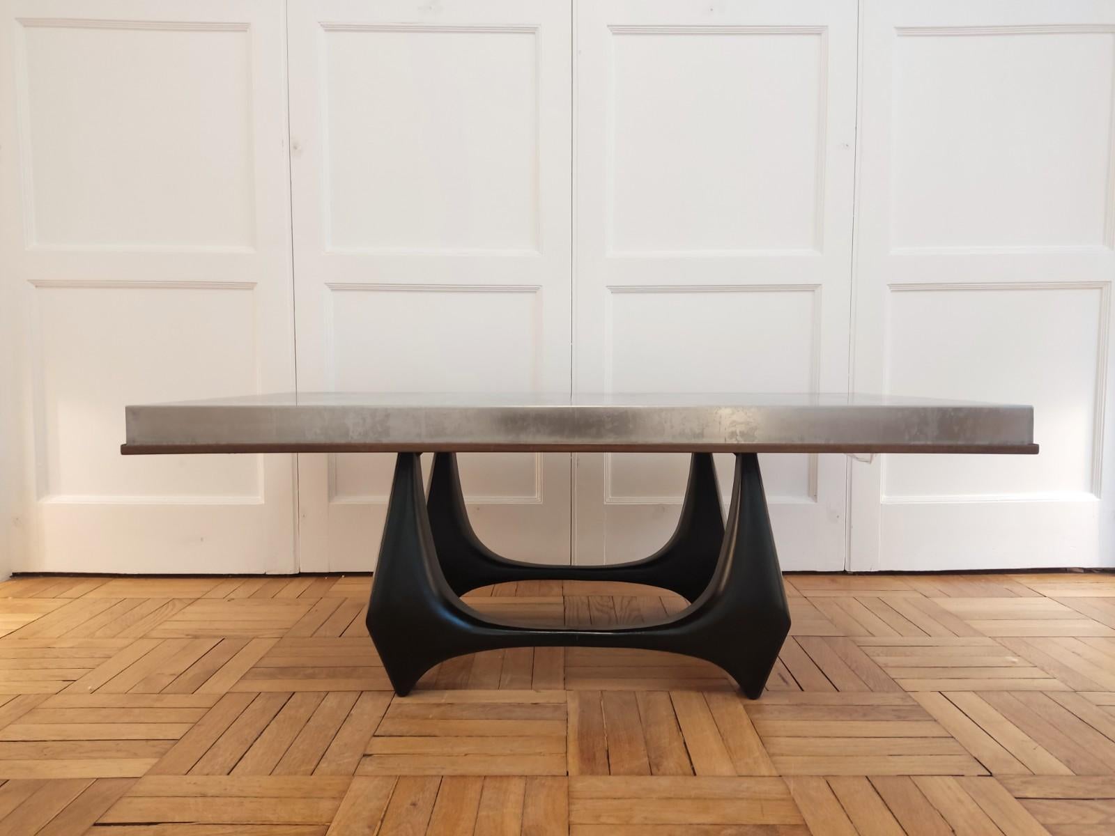 Engraved Aluminum Coffee Table, Heinz Lilienthal, 1960s at 1stDibs