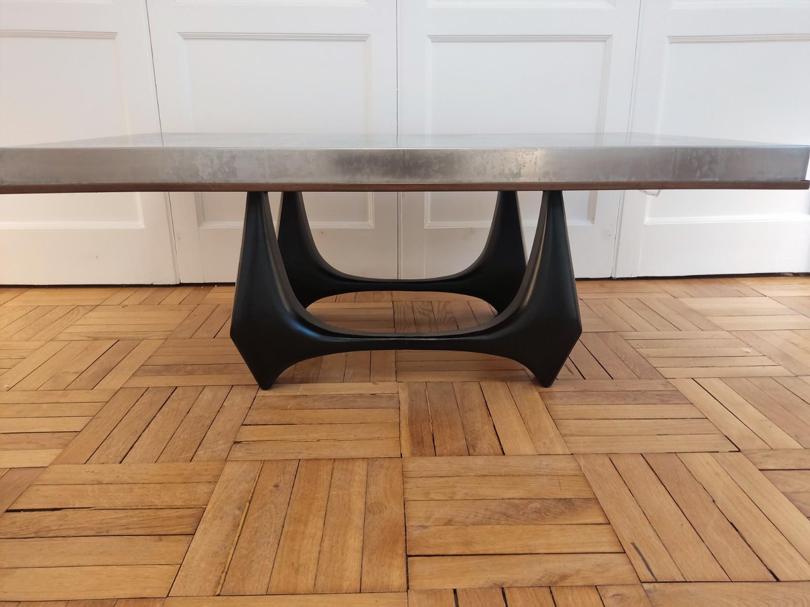 Engraved Aluminum Coffee Table, Heinz Lilienthal, 1960s at 1stDibs