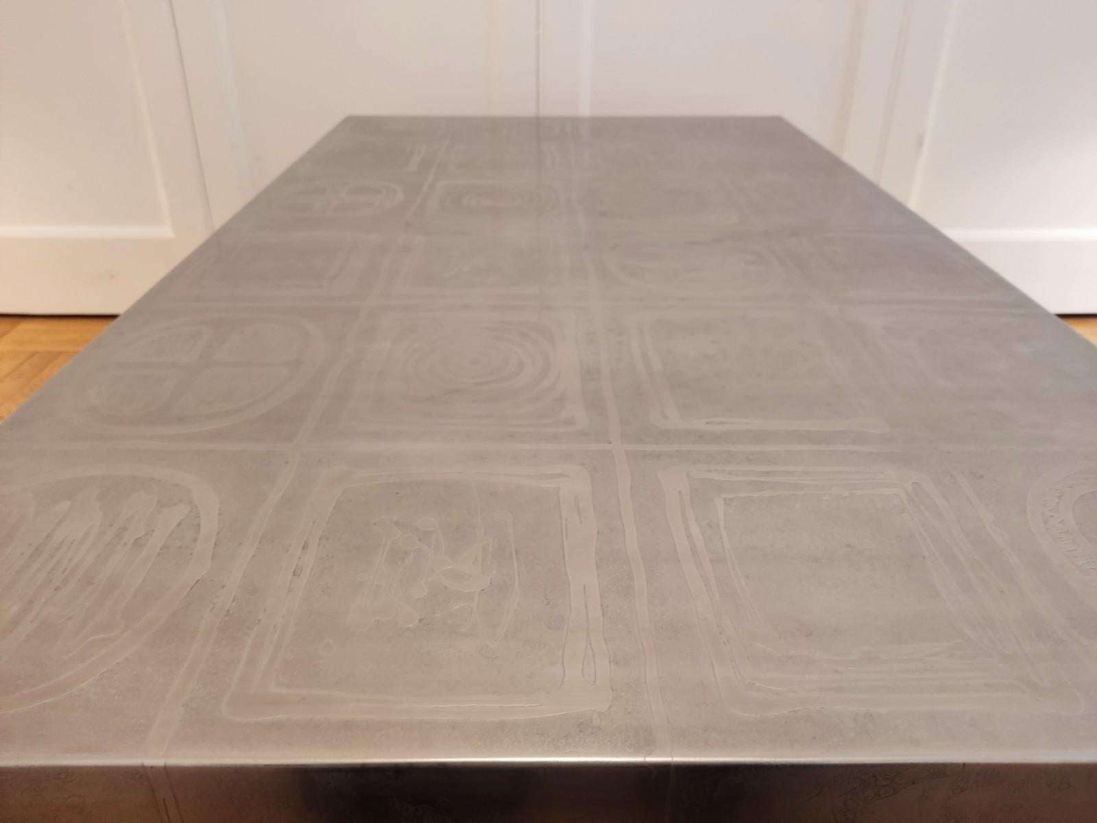 Engraved Aluminum Coffee Table, Heinz Lilienthal, 1960s at 1stDibs