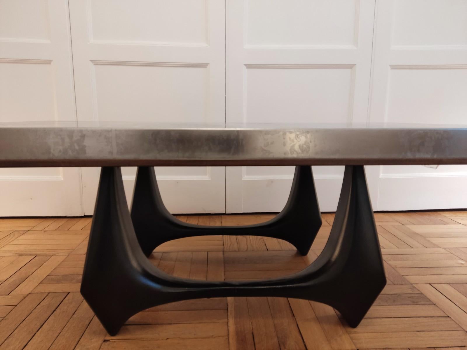 Engraved Aluminum Coffee Table, Heinz Lilienthal, 1960s at 1stDibs