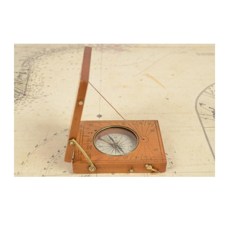 Engraved Boxwood Book Shaped Sundial Antique Time Measuring Instrument ...