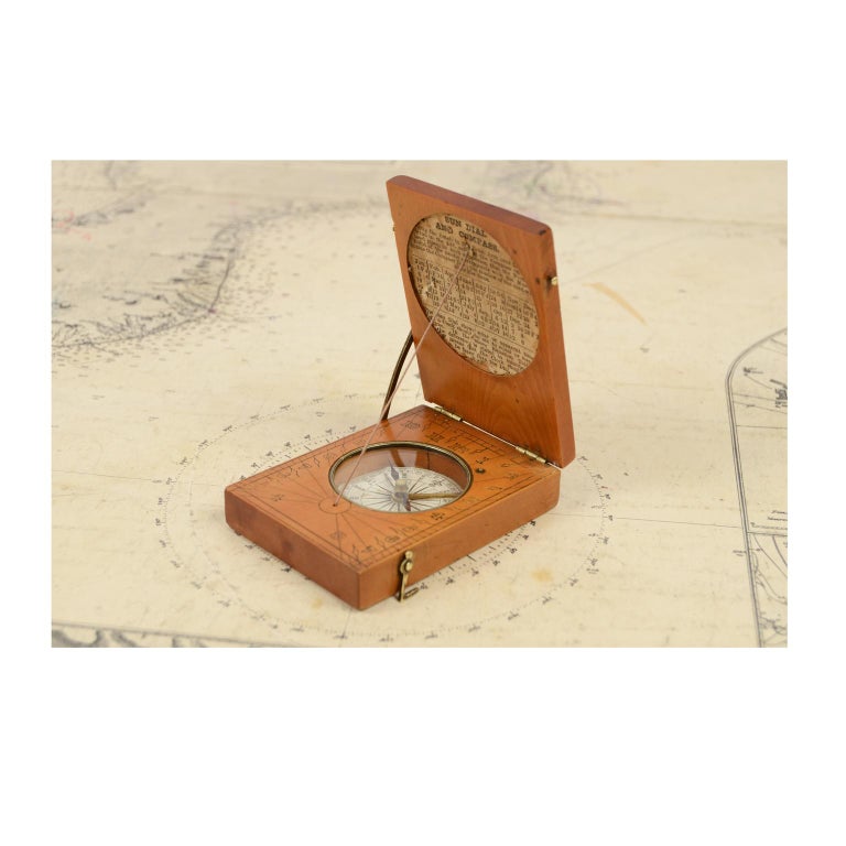 Engraved Boxwood Book Shaped Sundial Antique Time Measuring Instrument ...