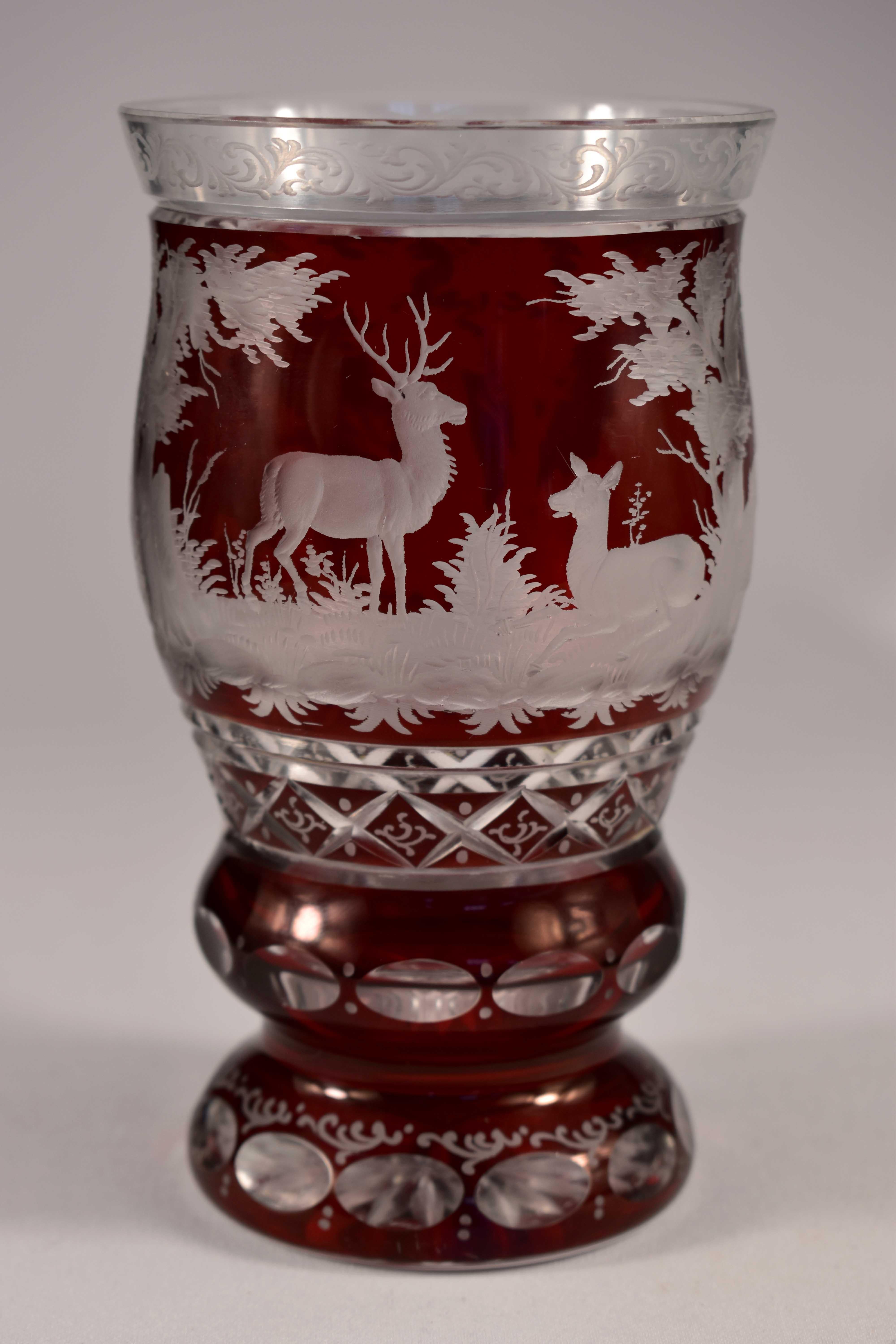 Engraved Goblet, Ruby Lazure, Bohemian Glass at 1stDibs | bohemian ...