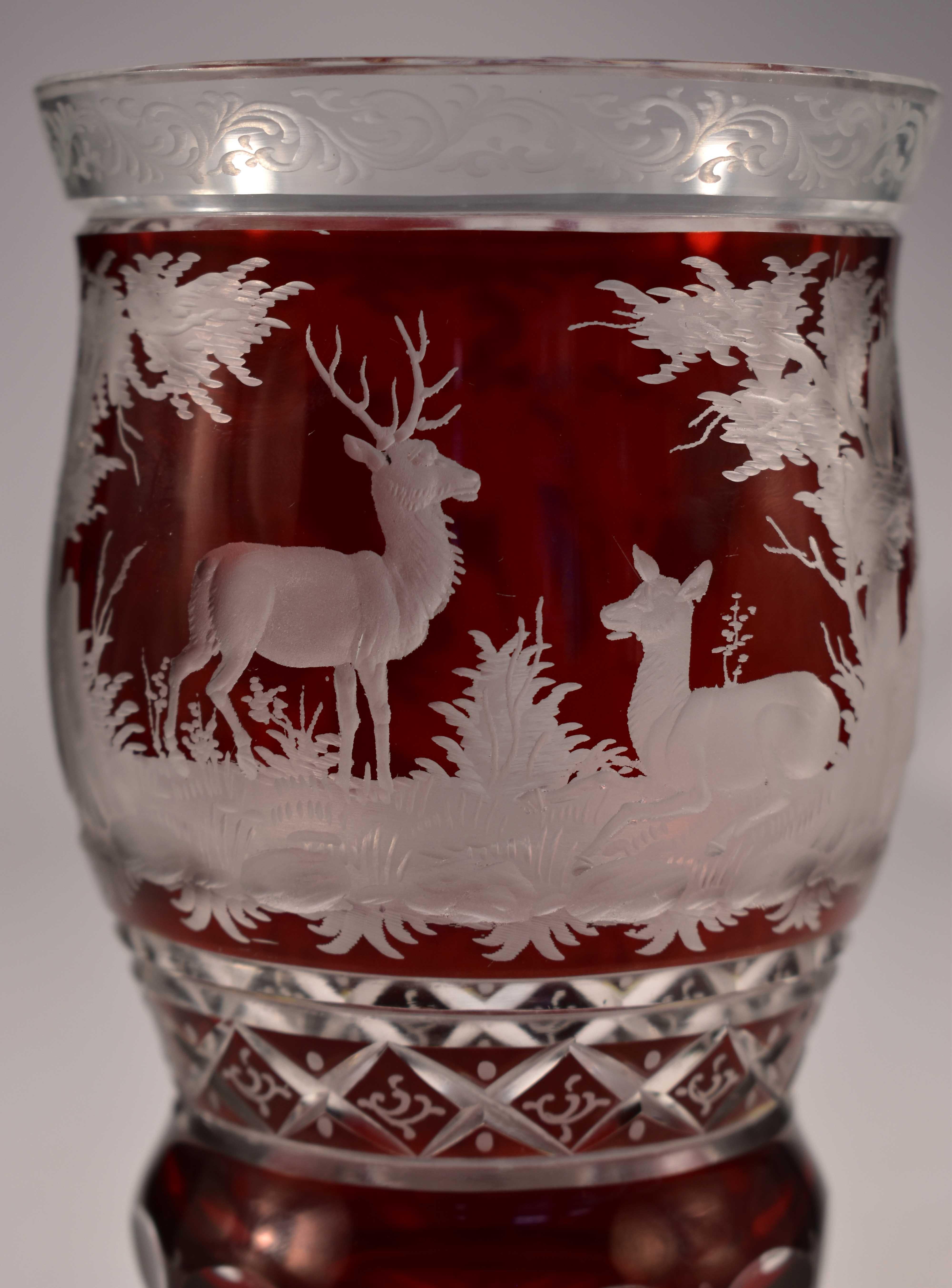Engraved Goblet, Ruby Lazure, Bohemian Glass at 1stDibs | bohemian ...