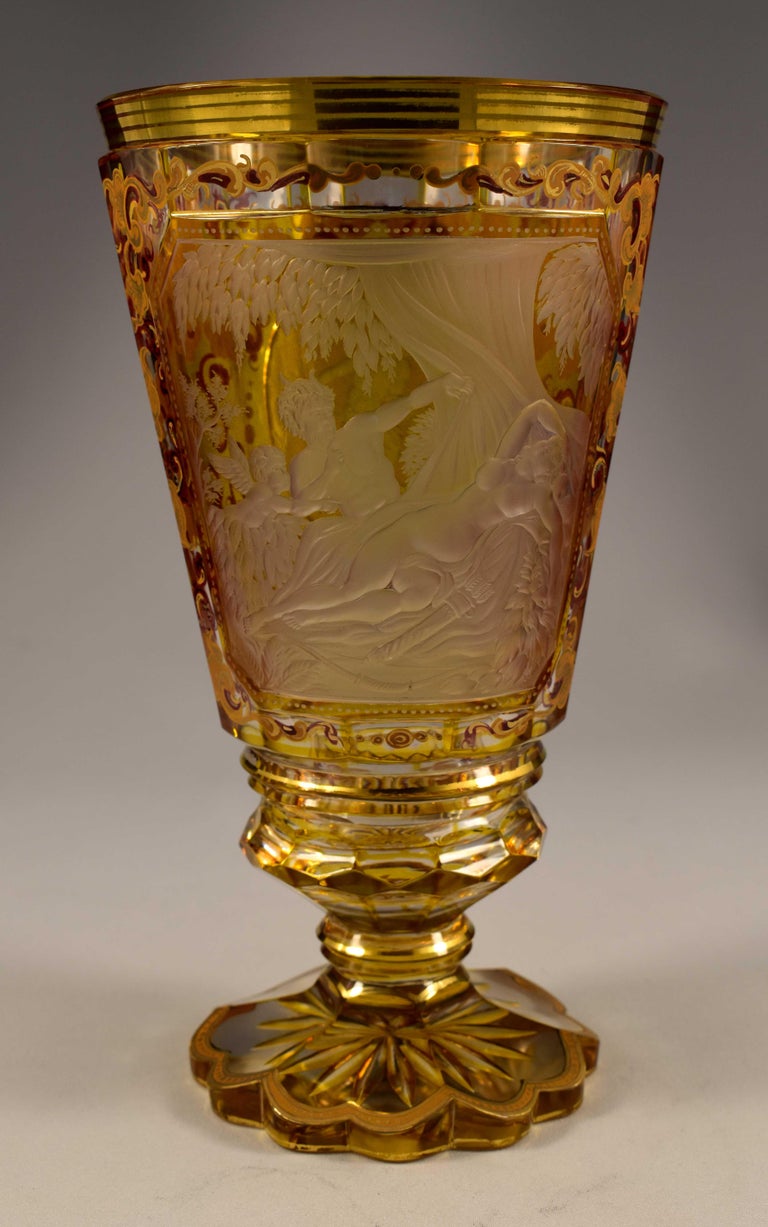 Engraved Goblet with Erotic Motif 1900-1950 Satyr Cupid and Sleeping ...