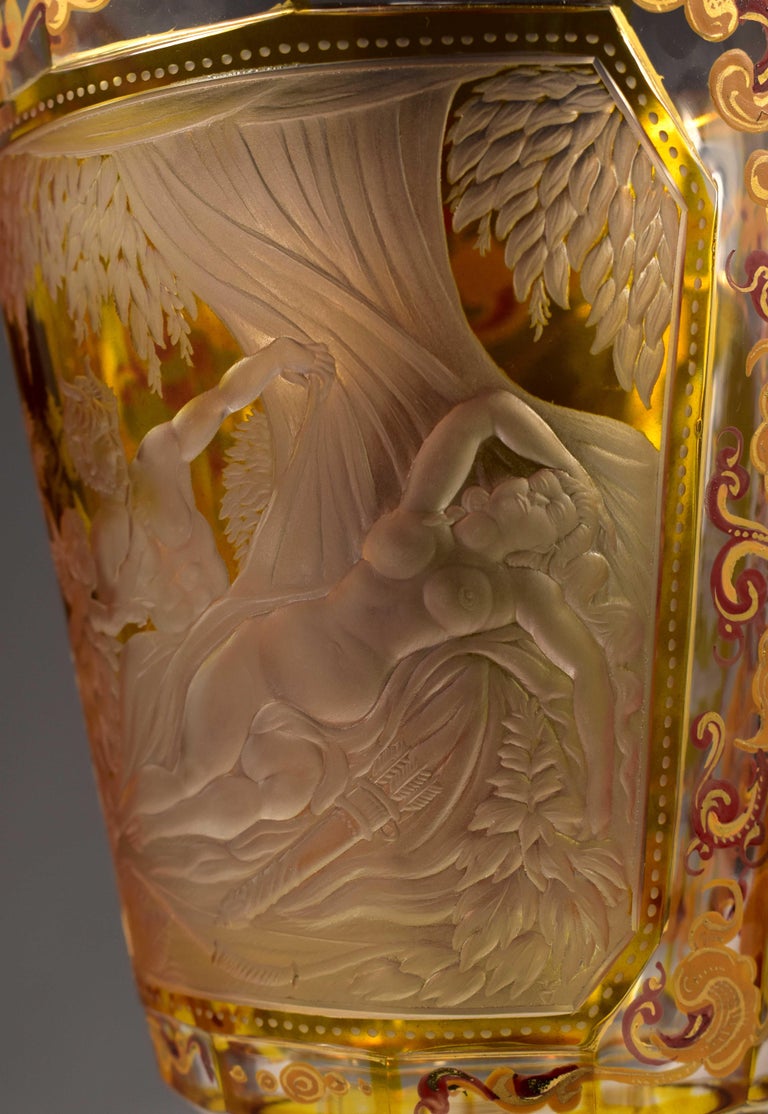 Engraved Goblet with Erotic Motif 1900-1950 Satyr Cupid and Sleeping ...