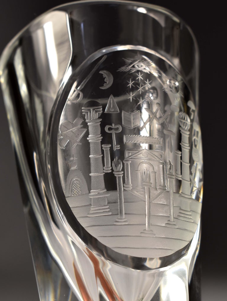 Engraved Goblet with Symbolism of Freemasons 20th century For Sale at ...