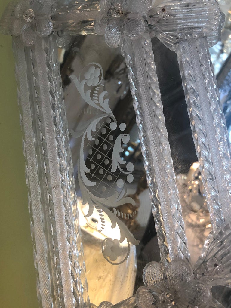 Engraved Venetian Glass Mirror at 1stDibs