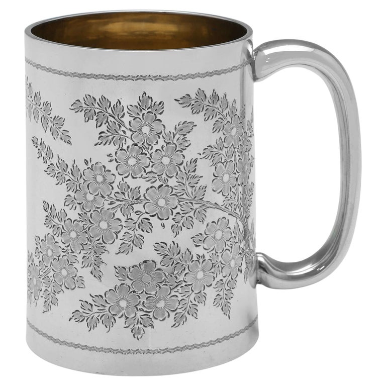 Engraved Victorian Antique Sterling Silver Childs Mug, London, 1889 For ...