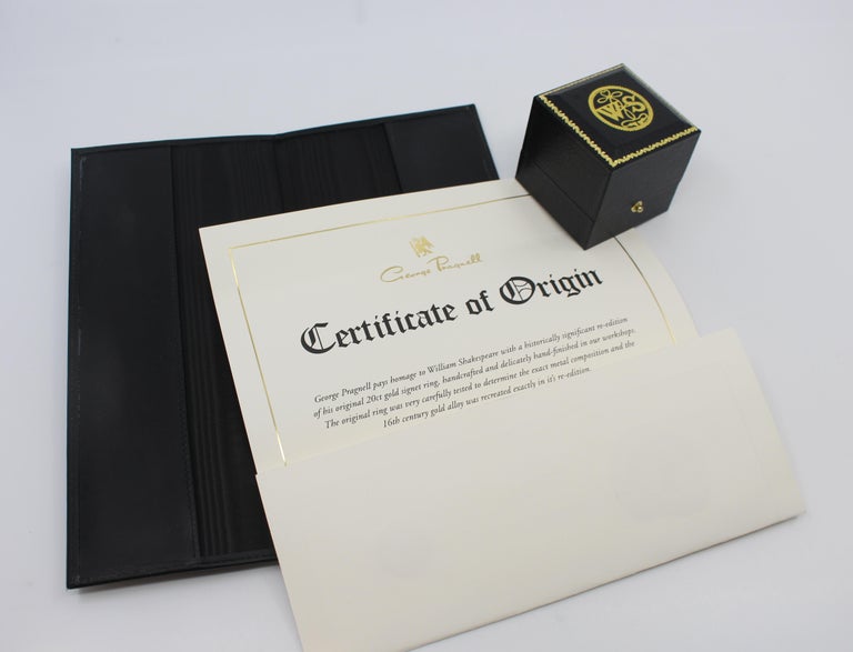 Engraved WS William Shakespeare 20-Carat Gold Signet Ring at 1stDibs