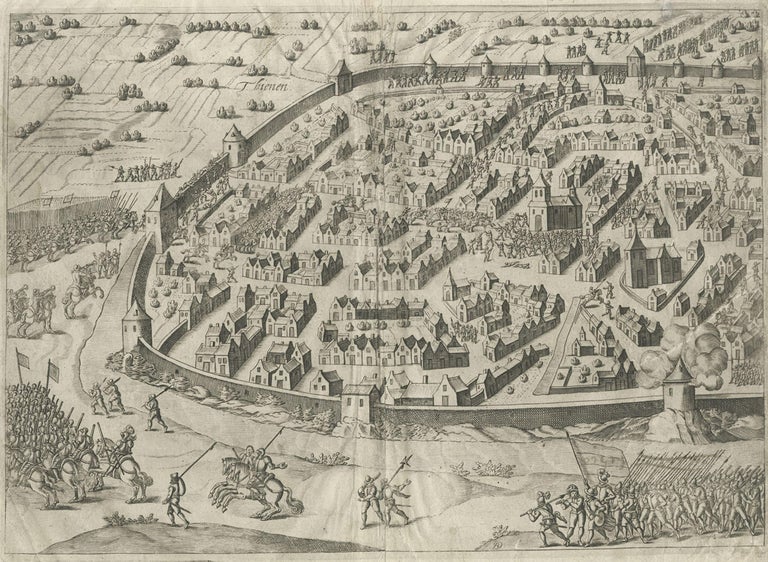 Engraving of Tienen in the province of Flemish Brabant, in Flanders ...