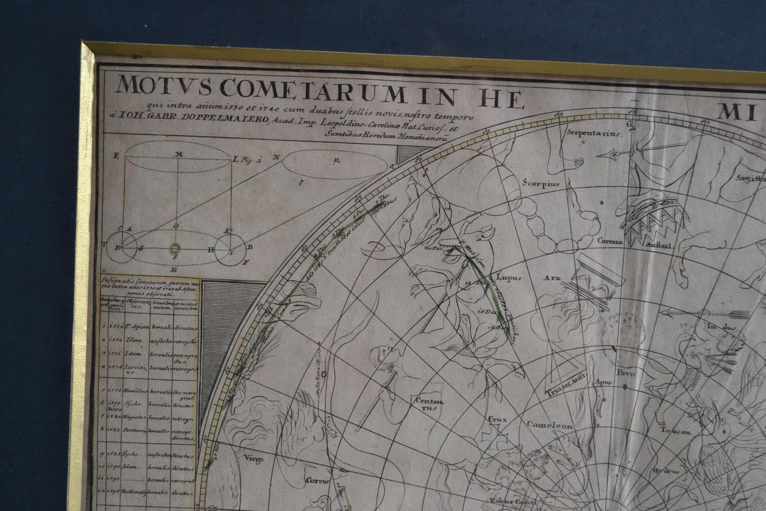 Six 18th Century Celestial Charts Engravings in Brass Frames by ...