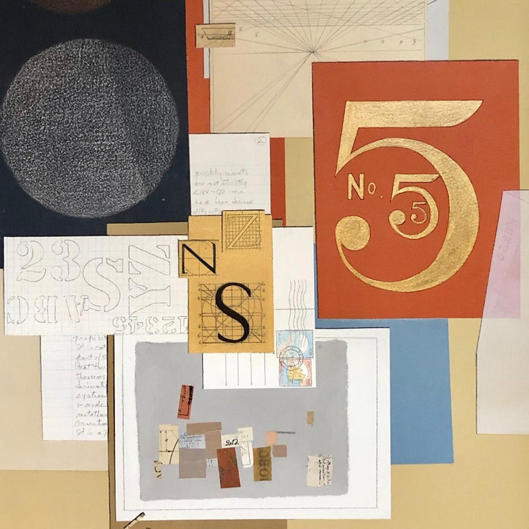 Enid Munroe - Abstract Cubist Composition Collage Gilt Stencilled ...