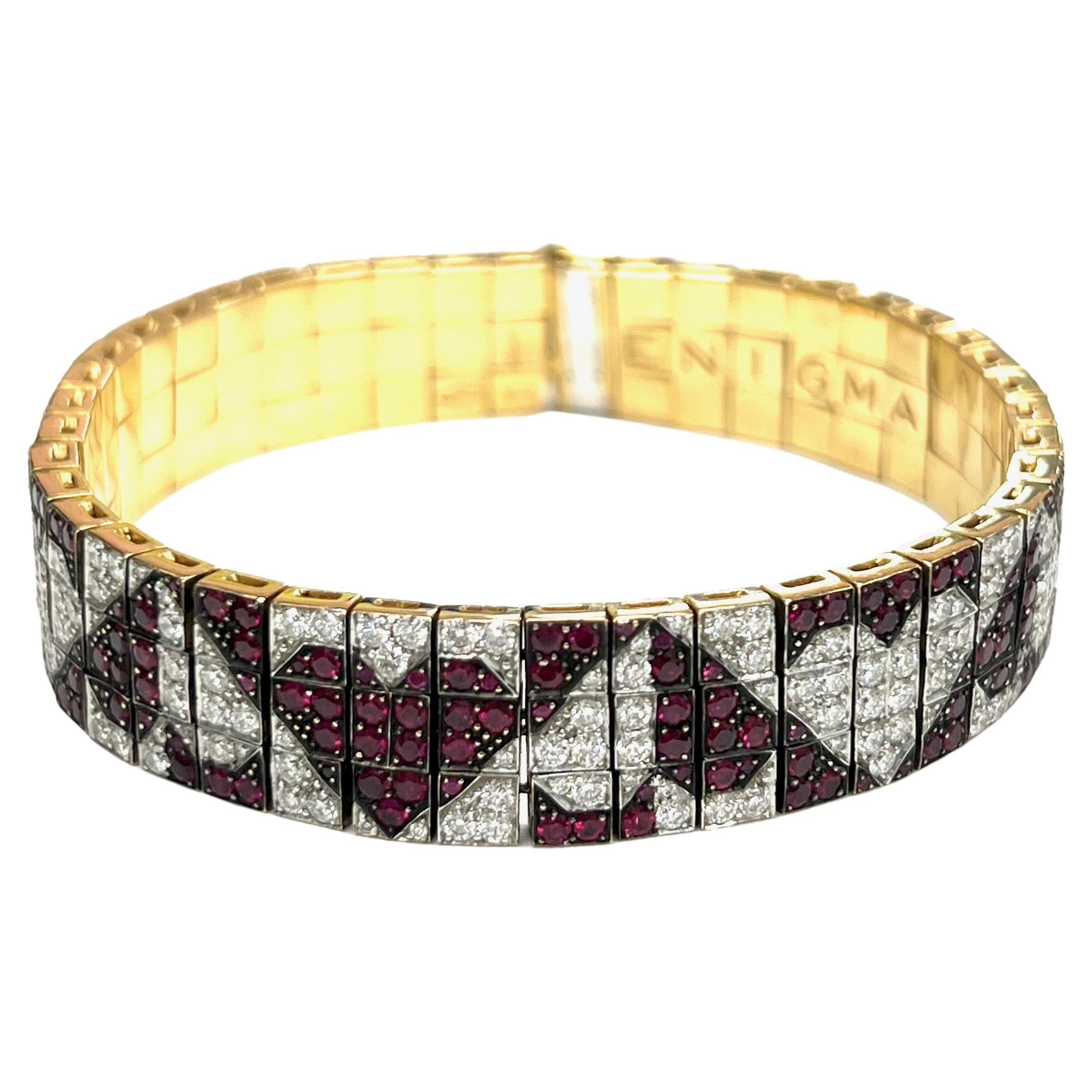Enigma by Gianni Bulgari - Bracciale in oro con diamanti e rubini in ...
