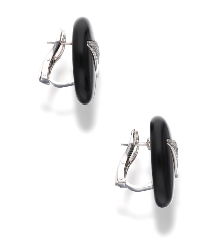 Enigma Jet, White Gold, and Diamond Lips Ear Clips For Sale at 1stDibs