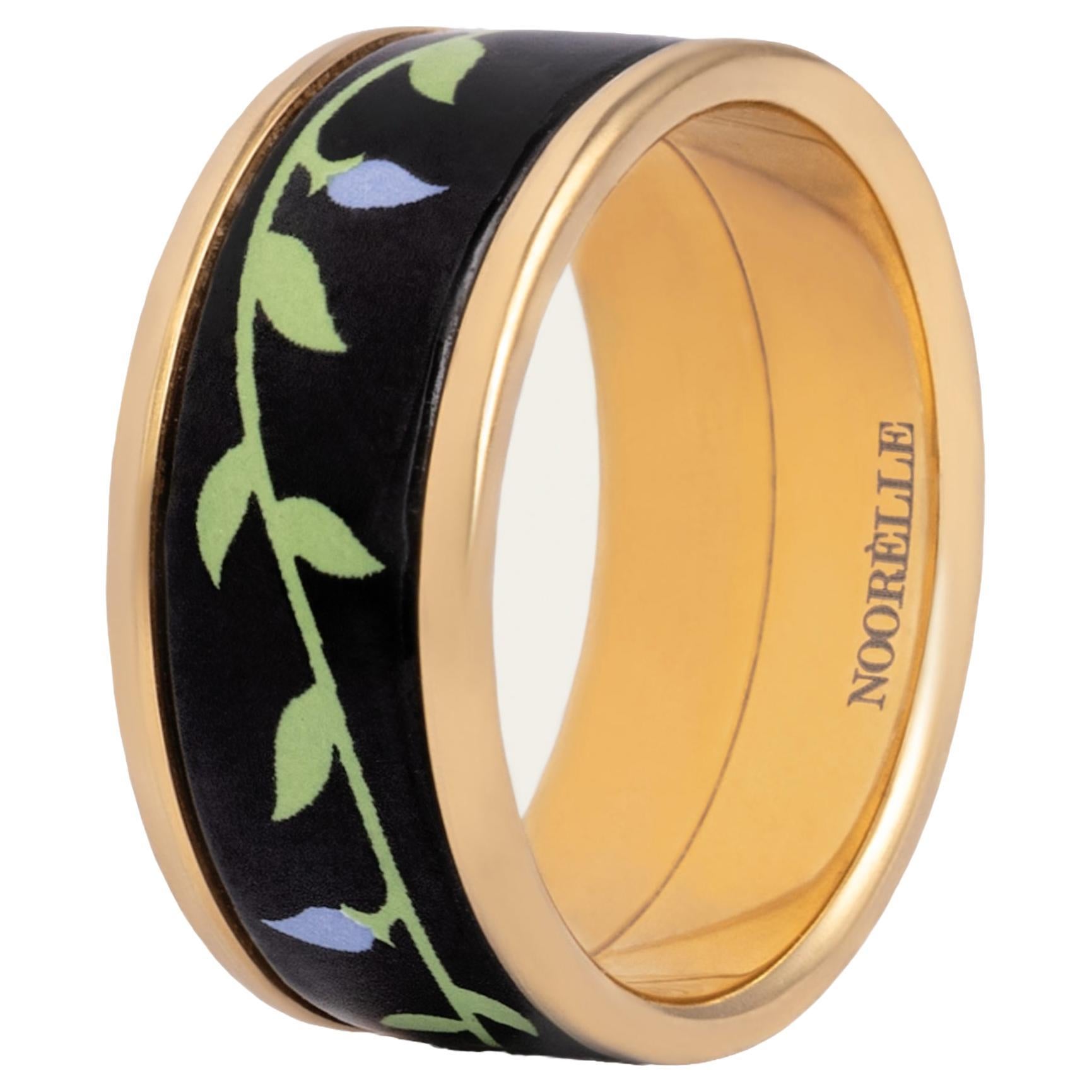 Customizable Hand-Painted Gold-Plated Stainless Steel Band Ring with ...