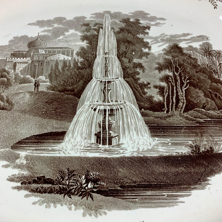 Enoch Wood and Sons English Staffordshire ‘Fountain’ Brown Transferware ...