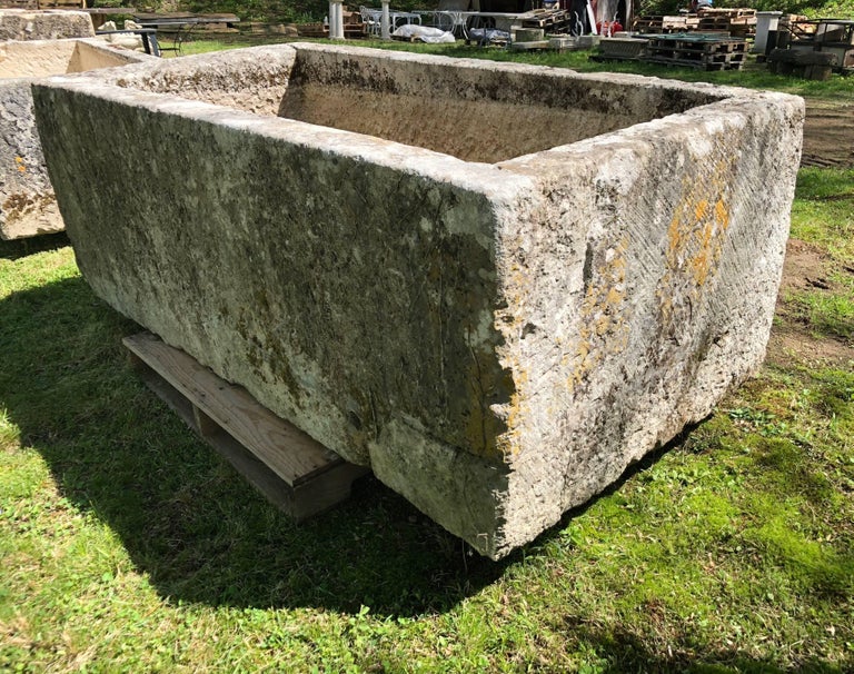 Enormous Antique French Hand-Carved Limestone Trough at 1stDibs