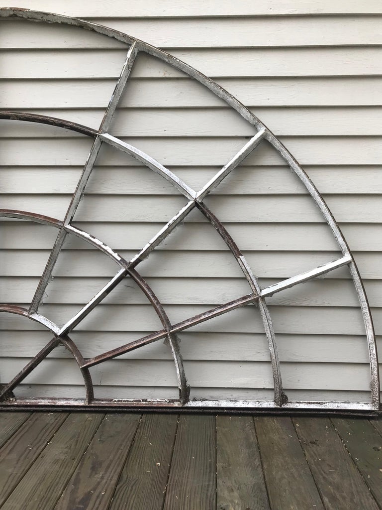 Enormous French 19th Century Wrought Iron Demilune Window Frame/Mirror ...