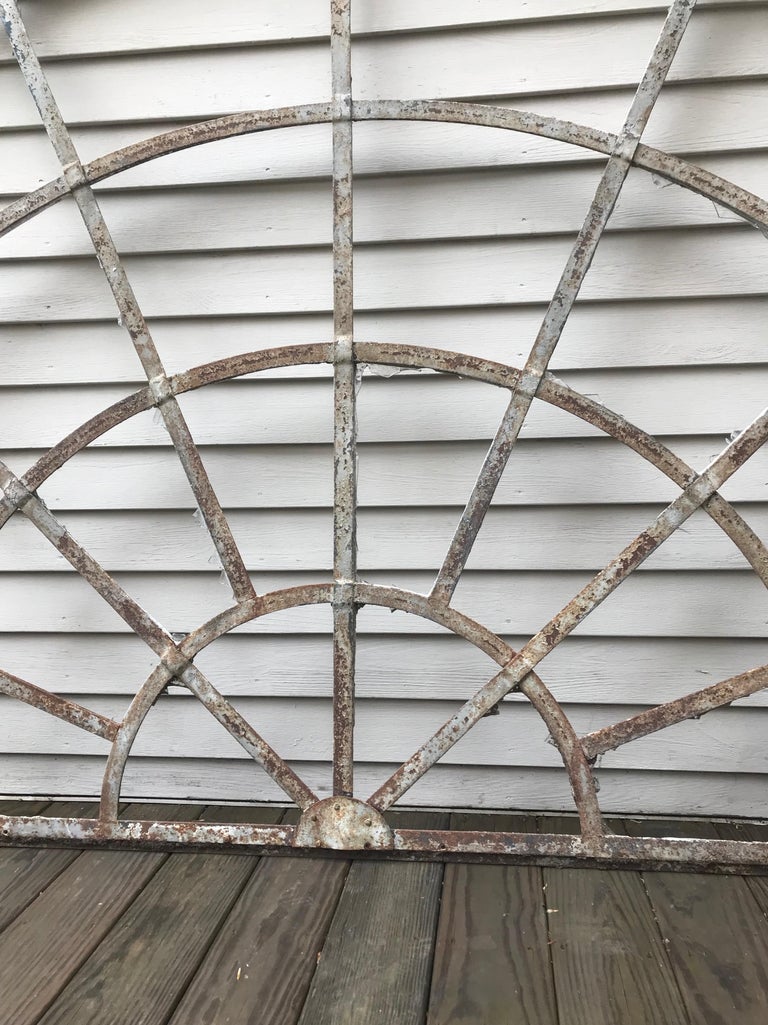 Enormous French 19th Century Wrought Iron Demilune Window Frame/Mirror ...