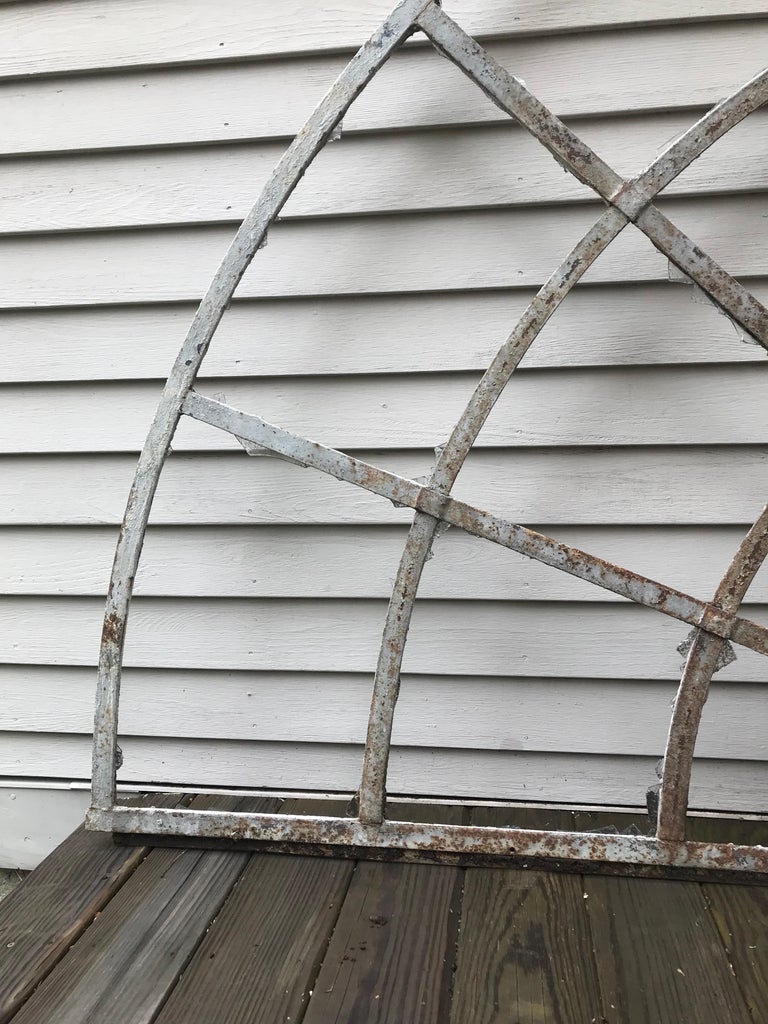 Enormous French 19th Century Wrought Iron Demilune Window Frame/Mirror ...