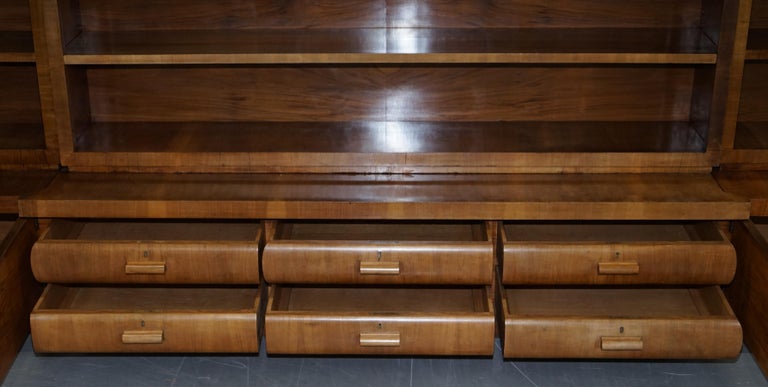 Enormous Mid-Century Modern Walnut Bookcase with Drawers and Cupboards ...