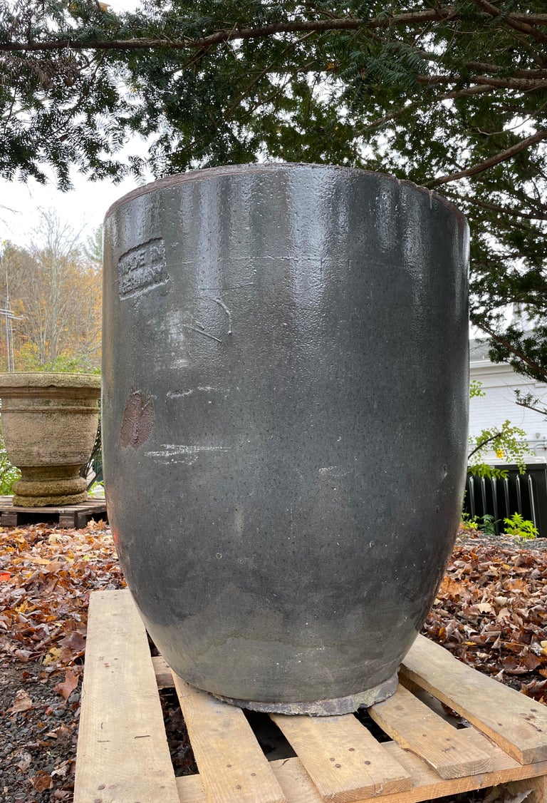 Enormous Pair of German Ceramic Crucible Planters For Sale at 1stDibs