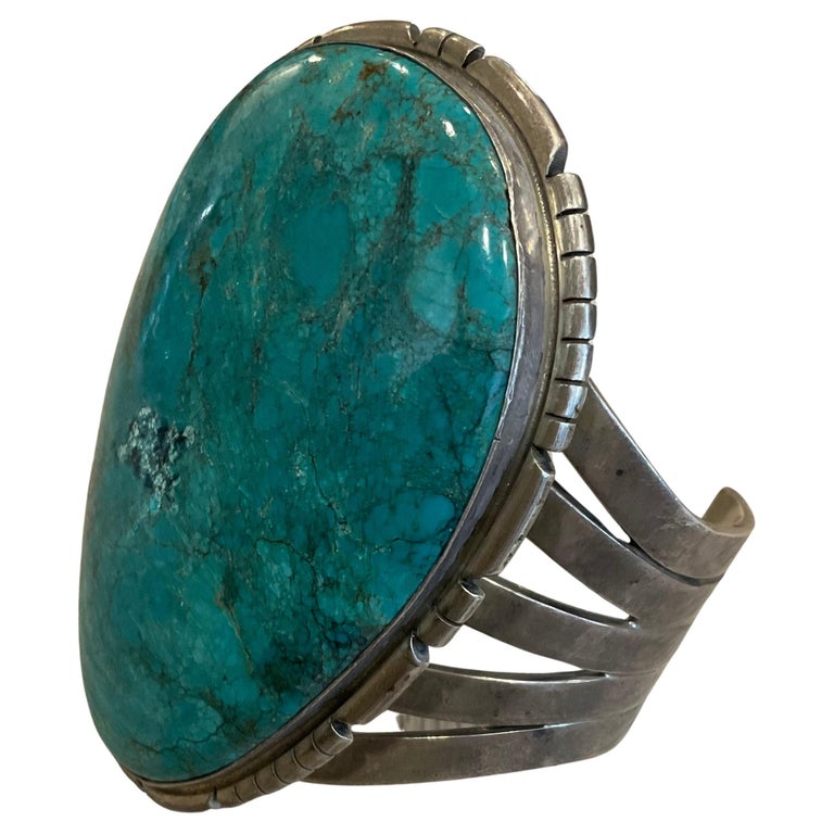 Enormous Roy Buck Navajo Native American Sterling Silver Turquoise Cuff ...