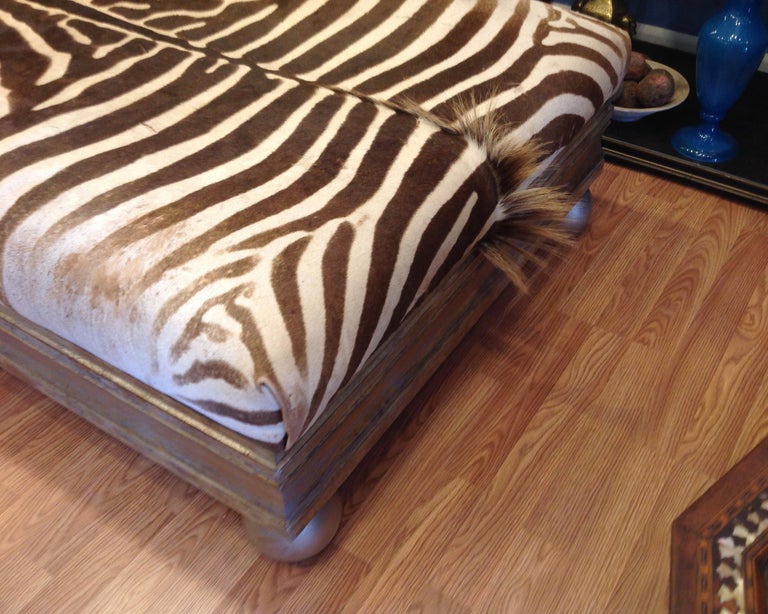 Enormous Zebra Hide Ottoman at 1stDibs