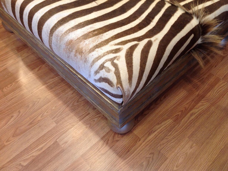 Enormous Zebra Hide Ottoman at 1stDibs