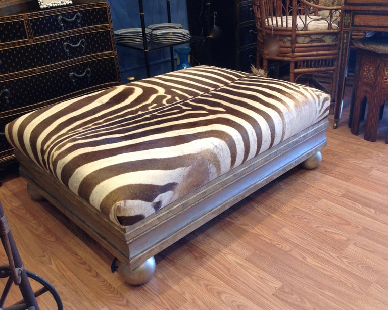 Enormous Zebra Hide Ottoman at 1stDibs