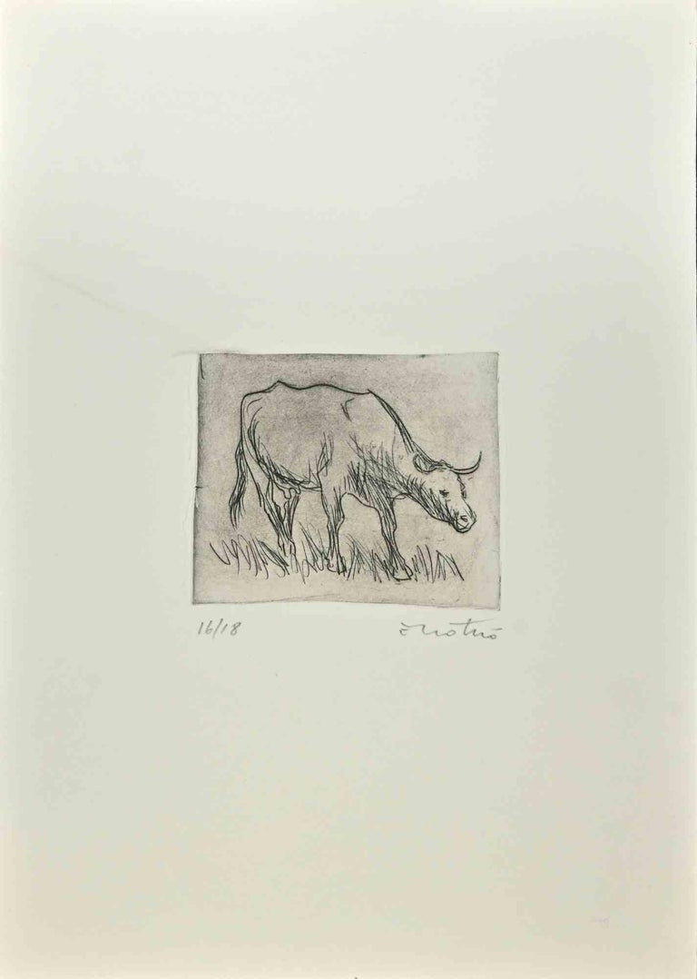 Enotrio Pugliese - Bull - Etching by Enotrio Pugliese - 1963 For Sale ...