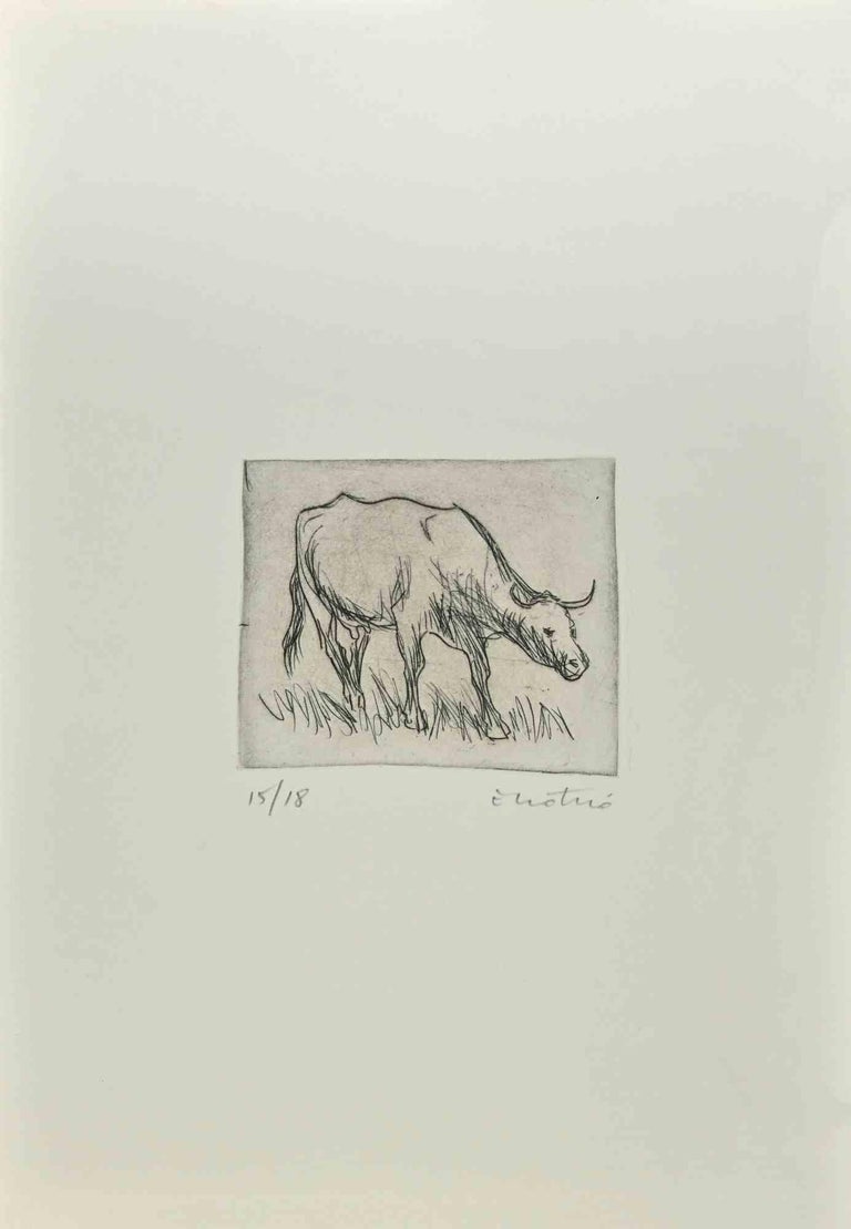 Enotrio Pugliese - Bull - Etching by Enotrio Pugliese - 1963 For Sale ...