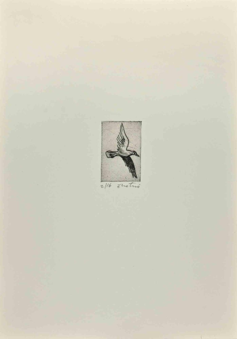 Enotrio Pugliese - Dove - Etching by Enotrio Pugliese - 1963 For Sale ...