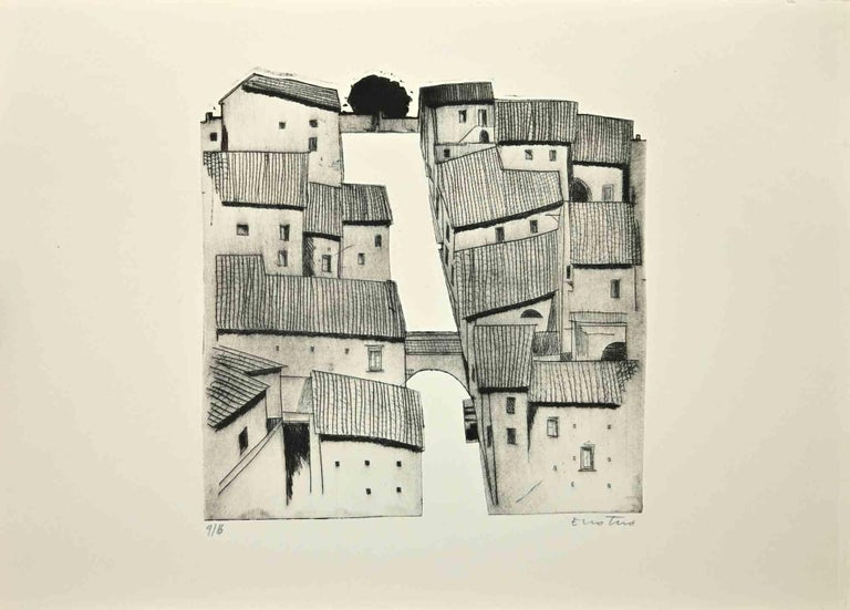 Enotrio Pugliese - Landscape - Etching by Enotrio Pugliese - 1960s For ...