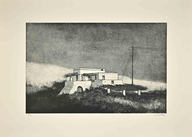 Enotrio Pugliese - Landscape- Etching by Enotrio Pugliese - 1960s For ...
