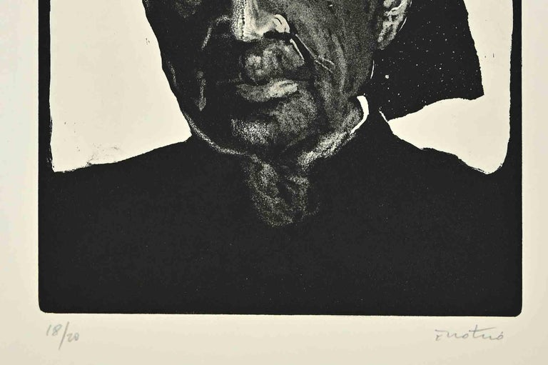 Enotrio Pugliese - Portrait of Old Woman - Etching by Enotrio Pugliese ...