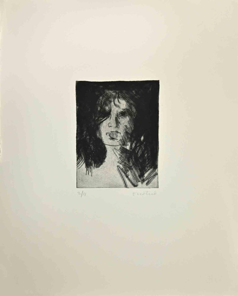 Enotrio Pugliese - Portrait of Woman - Etching by Enotrio Pugliese ...
