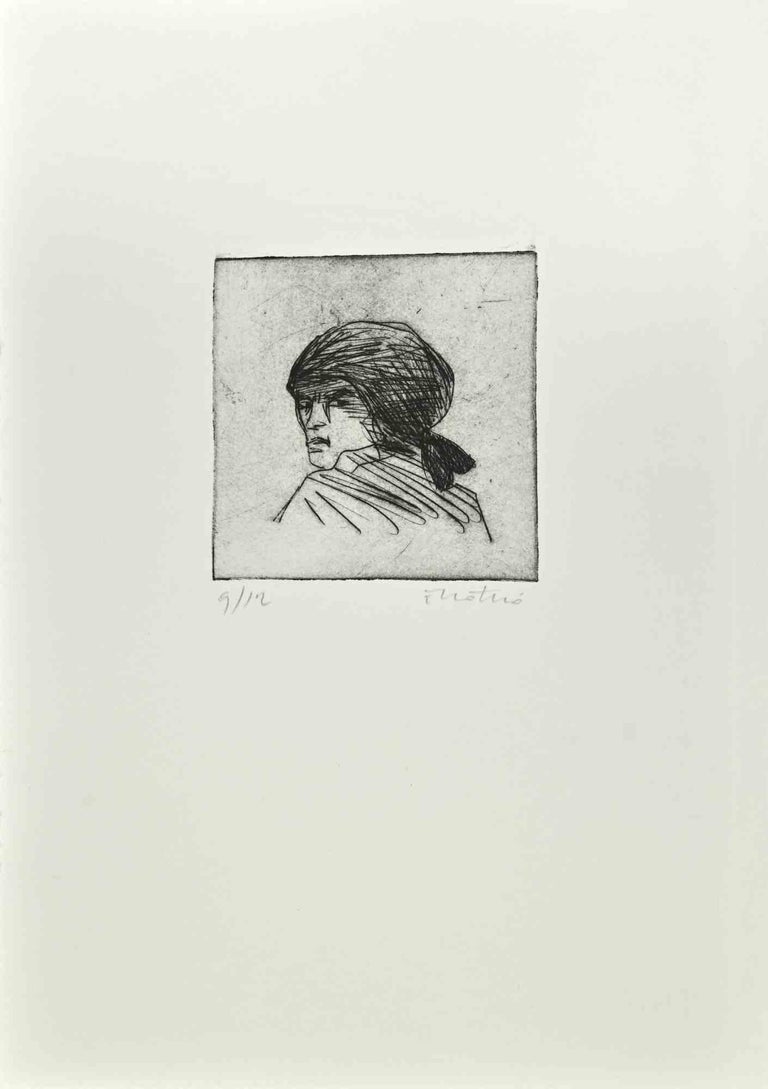 Enotrio Pugliese - Woman of Calabria - Etching by Enotrio Pugliese ...